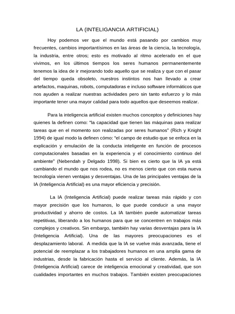 Ventajas y Desventajas de la IA | PDF | Inteligencia artificial ...