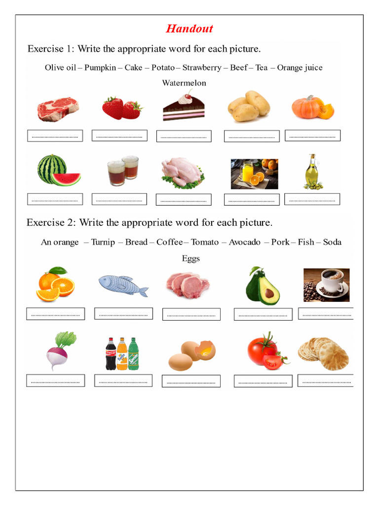 Food and Drink Vocab | PDF
