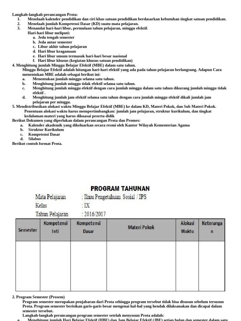 Langkah Menyusun Prota Prosem | PDF