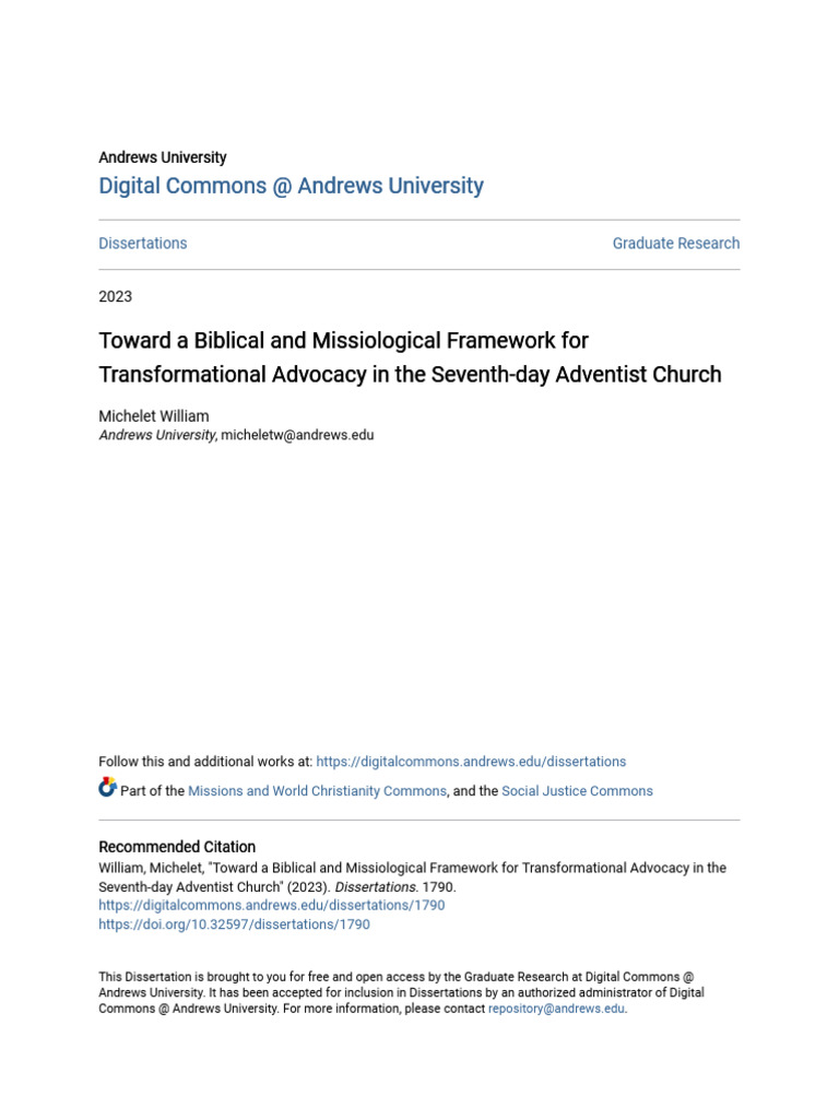 Biblical Framework for Adventist Advocacy | PDF | Bible | Seventh Day ...