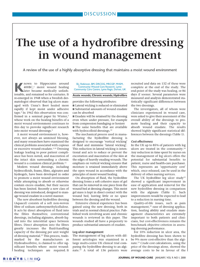 Hydrofibre Dressings for Wound Care | PDF | Wound | Medical Specialties