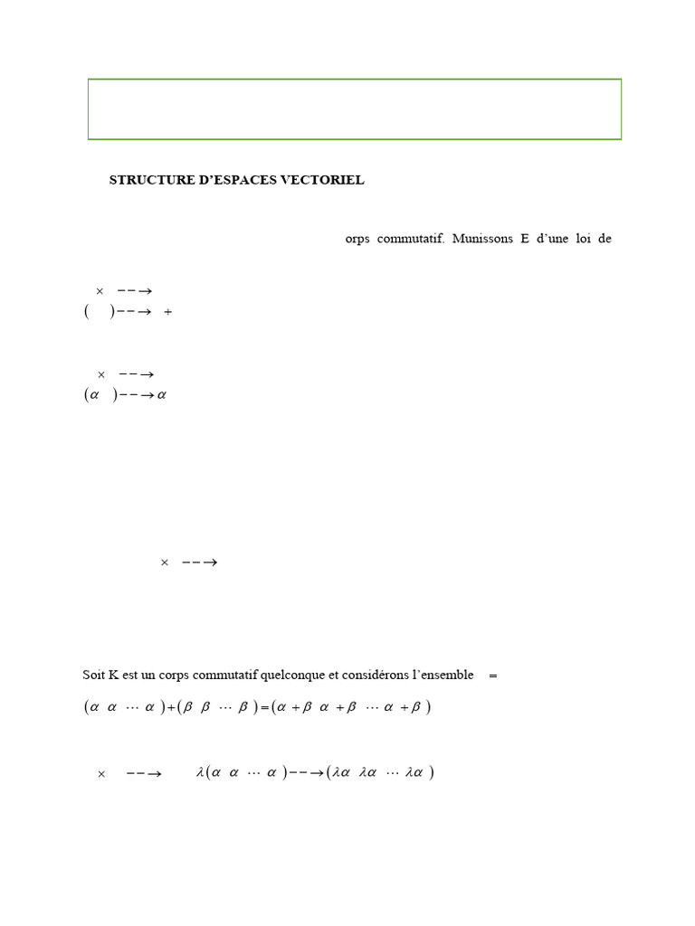 Structure et Propriétés des Espaces Vectoriels | PDF | Base (algèbre ...