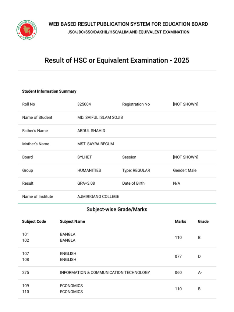 Web Based Result Publication System for Education Board | PDF