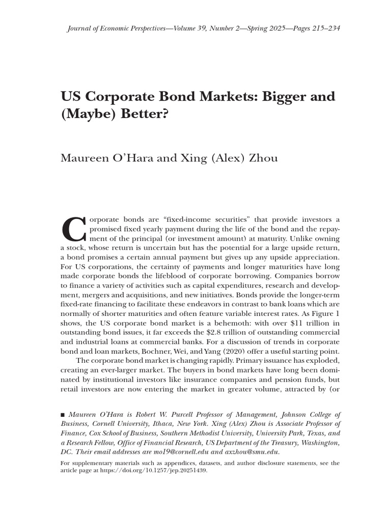 US Corporate Bond Markets - Bigger and (Maybe) Better? | PDF | Bonds ...