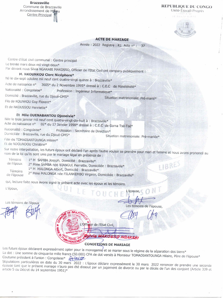Acte de Mariage | PDF