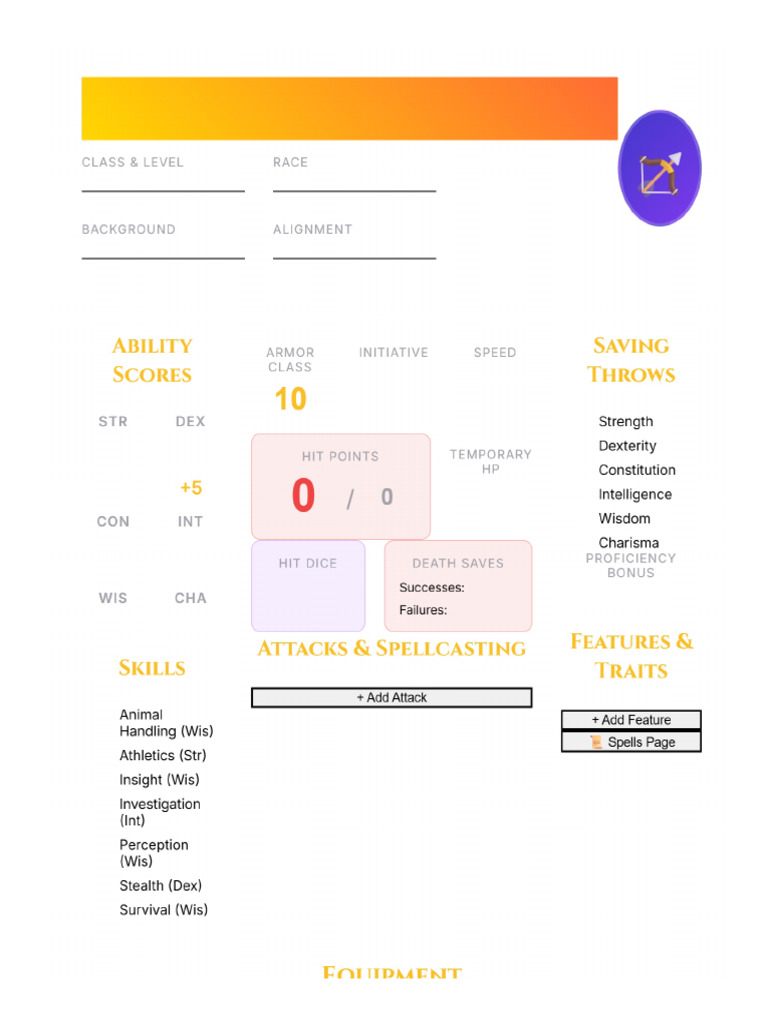 Character Sheet Character Sheet Pdf