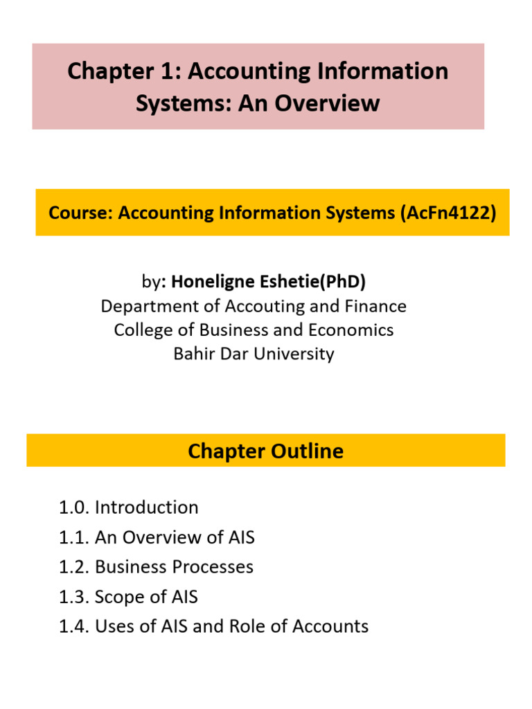 Chapter One AIS Overview | PDF | Internal Control | System