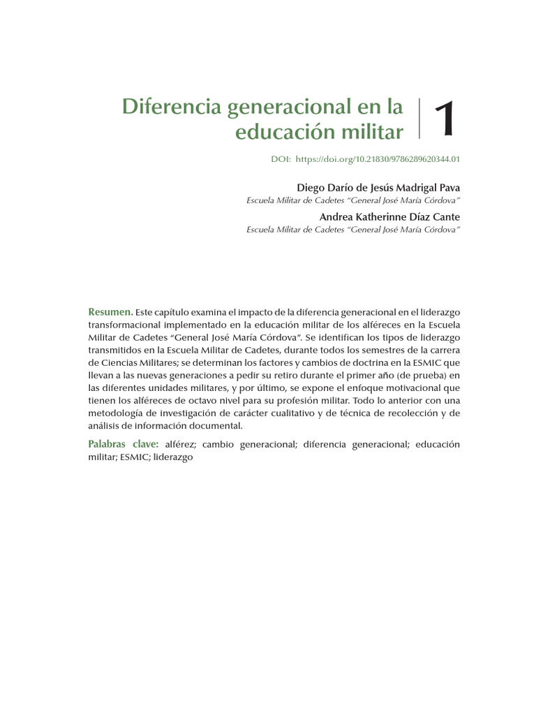Capítulo+1+ +Retos+Generacionales+y+Liderazgo+en+Las+Fuerzas+Militares+de+Colombia | PDF ...
