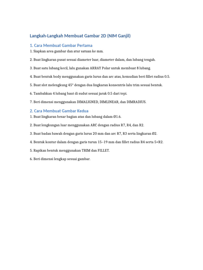 Langkah Pengerjaan Gambar 2D | PDF