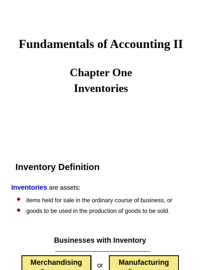 FOA II Ch-1 | PDF | Inventory Valuation | Inventory