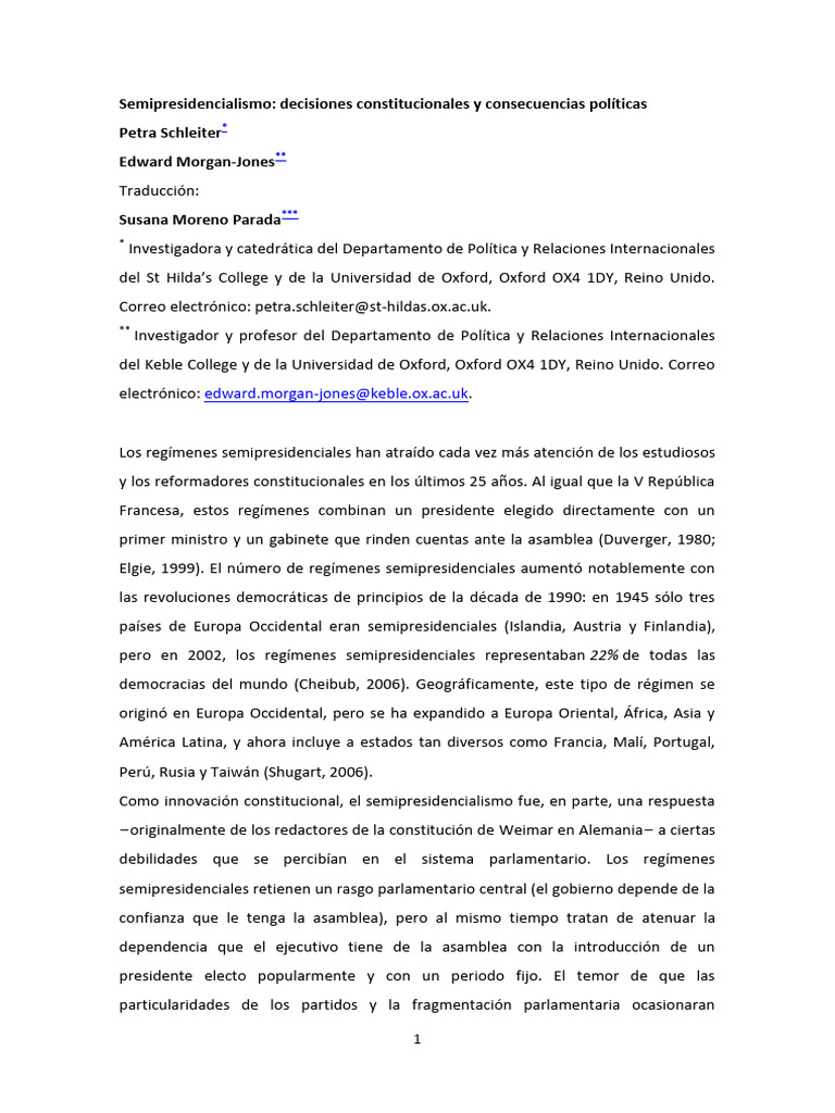 Schleiter Petra - Morgan Jones Edward - Semipresidencialismo Decisiones ...