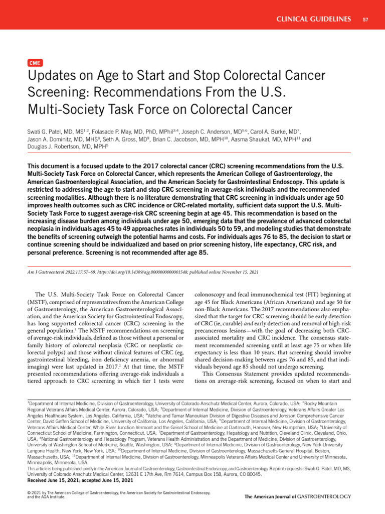 ACG Updates On Age To Start and Stop Colorectal Cancer Screening ...