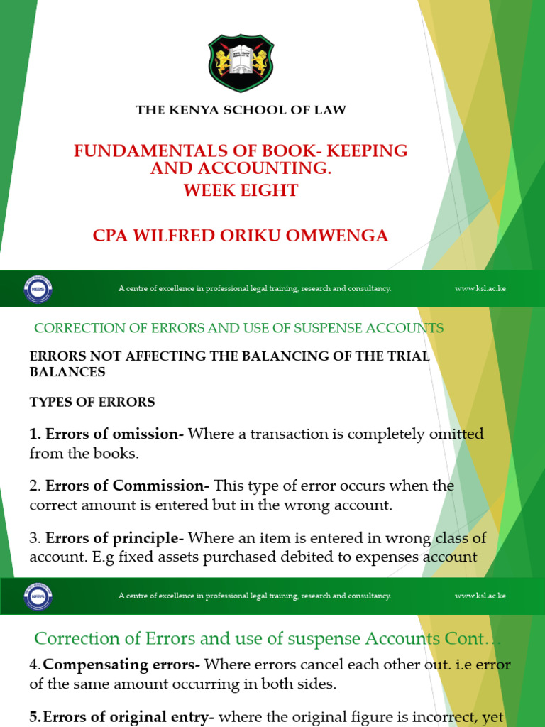 Bookkeeping Errors and Suspense Accounts | PDF | Debits And Credits ...
