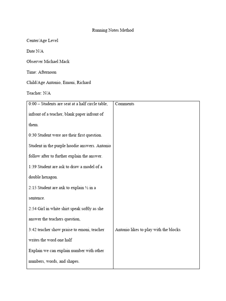 Classroom Observation Techniques Summary | PDF | Classroom | Behavior ...