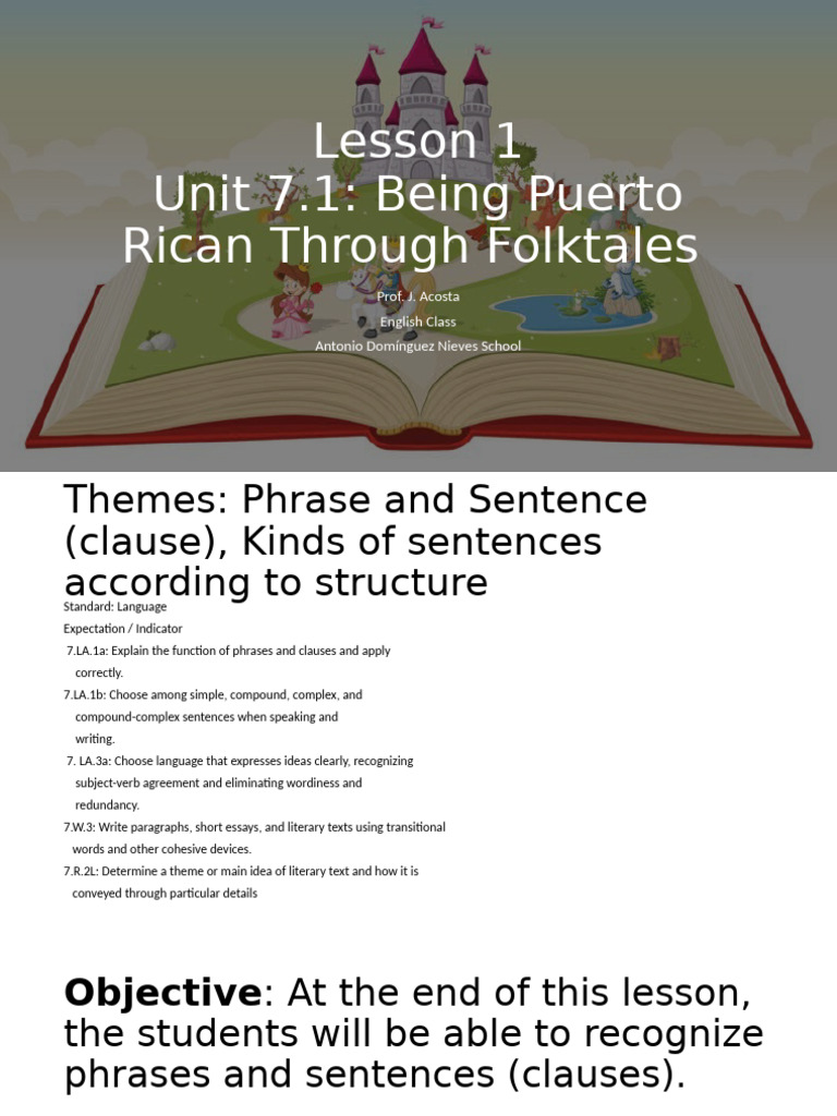 Unit 7.1 Being Puerto Rican Through Folktales - Lesson 1 | PDF