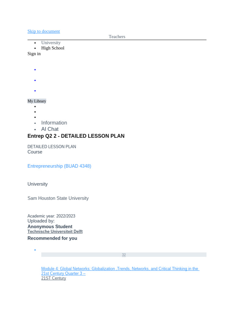 Lesson Plan Entrep | PDF | Income Statement | Net Income