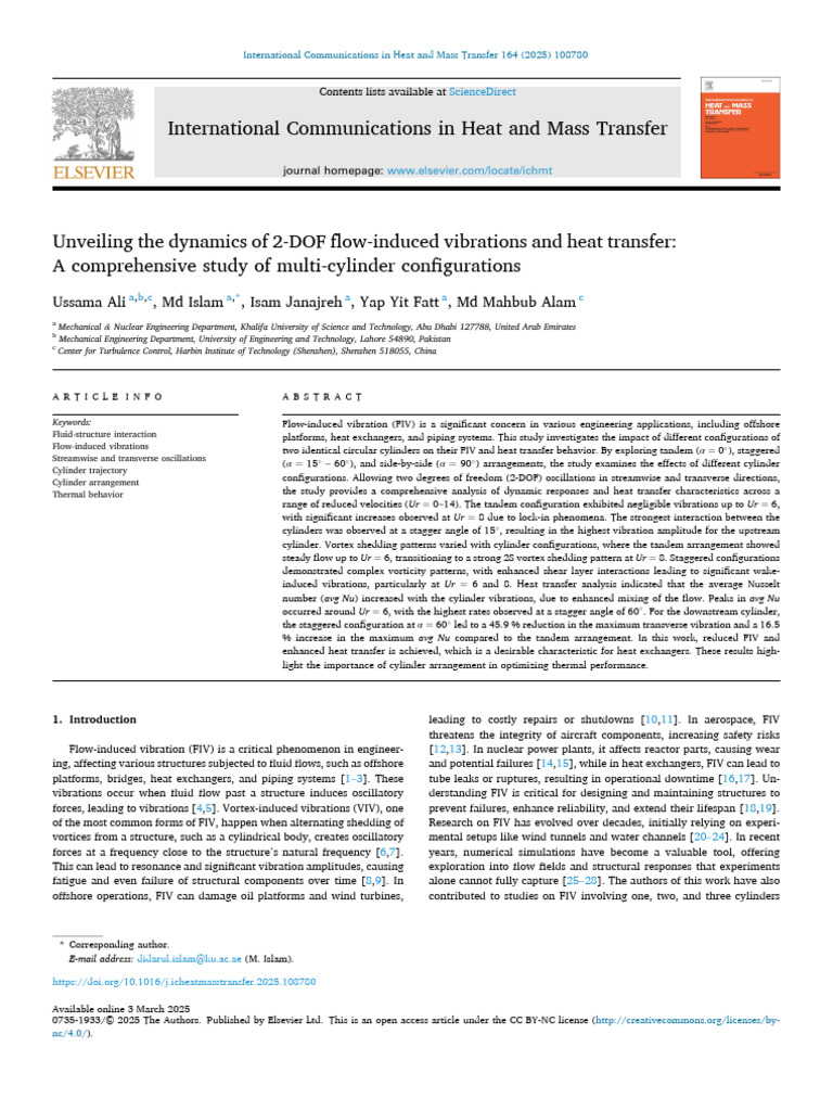 Unveiling The Dynamics of 2DOF Flow-Induced Vibrations and Heat ...