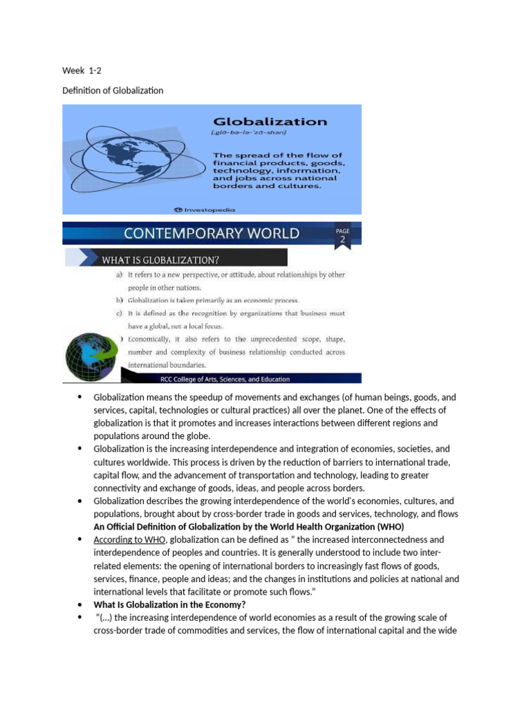Cworld Part 1 Intro To Globalization - Docxaaa | PDF | Globalization ...