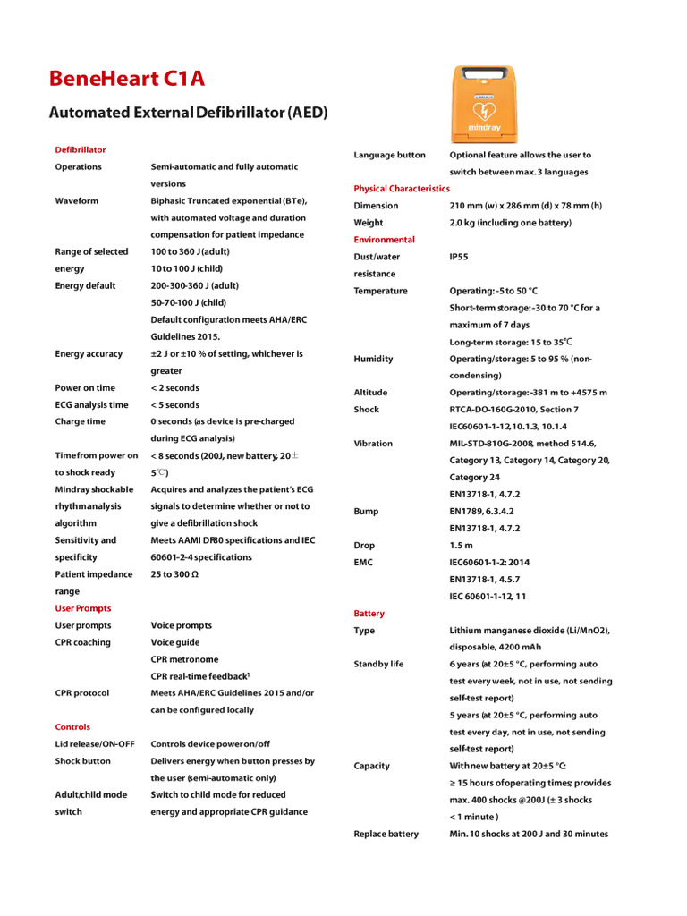 BeneHeart C1A Datasheet - en | PDF