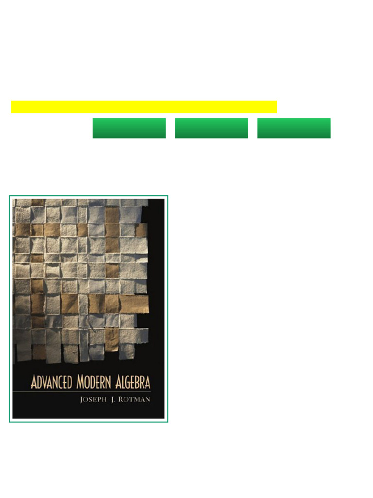 Advanced Modern Algebra 1, Second Printing Edition Joseph J. Rotman ...