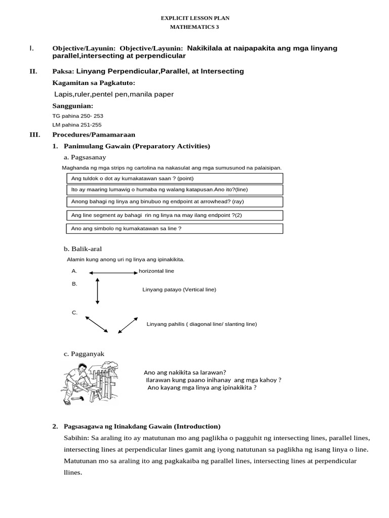 EXPLICIT-LESSON-PLAN-parallel-intersecting-perpendicularedited | PDF