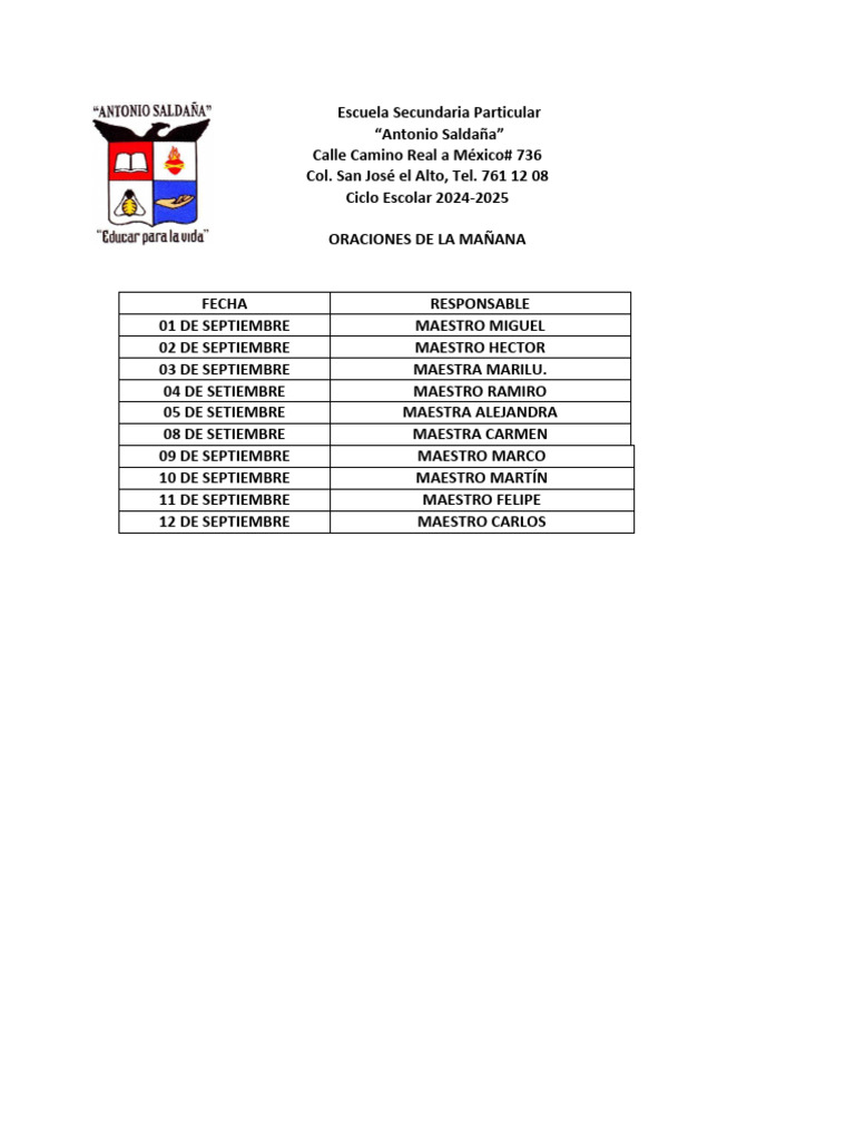 Oraciones de Septiembre | PDF