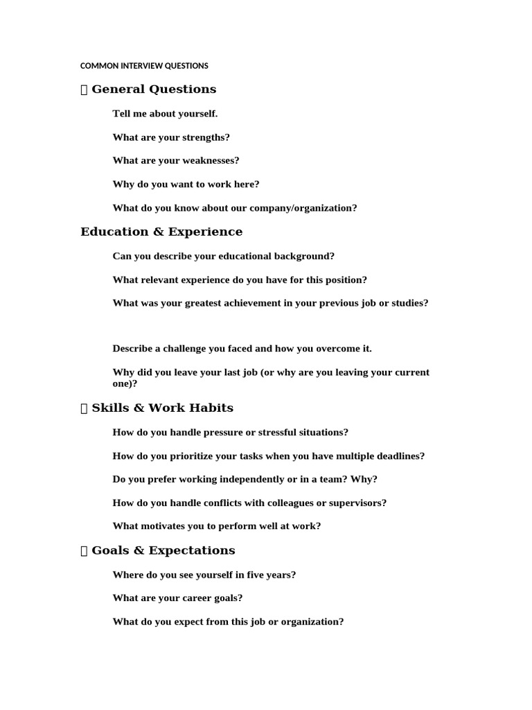 Essential Interview Questions Guide | PDF