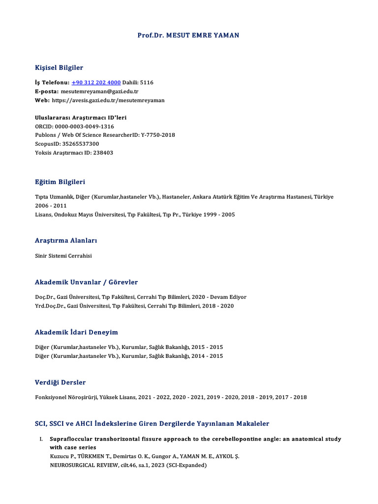 Mesut Emre Yaman | PDF | Clinical Medicine | Diseases And Disorders