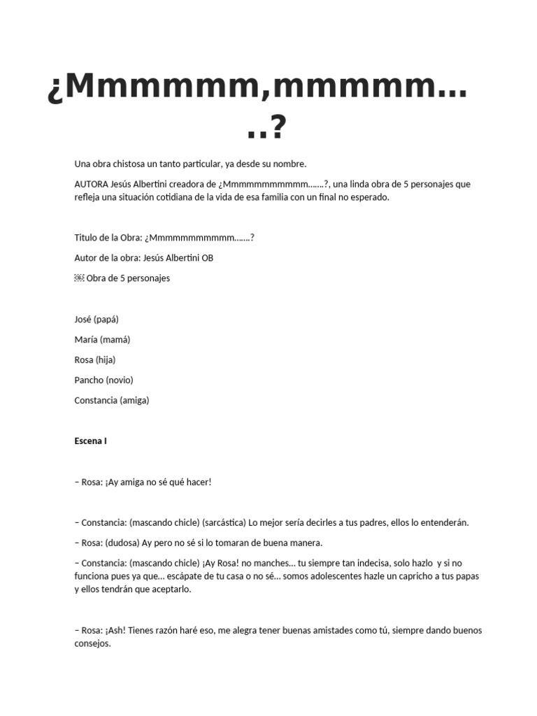 Comedia Familiar: ¿Mmmmmmmmmmm…….?. | PDF