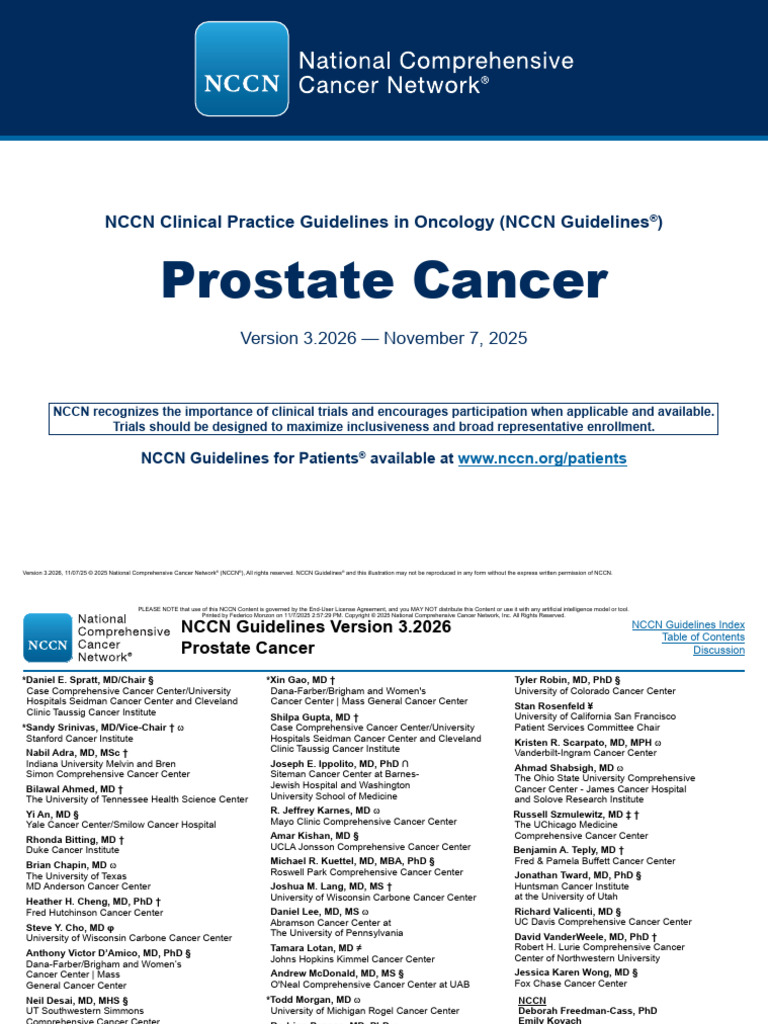 NCCN Prostate Cancer Guidelines 2026 | PDF | Prostate Specific Antigen ...