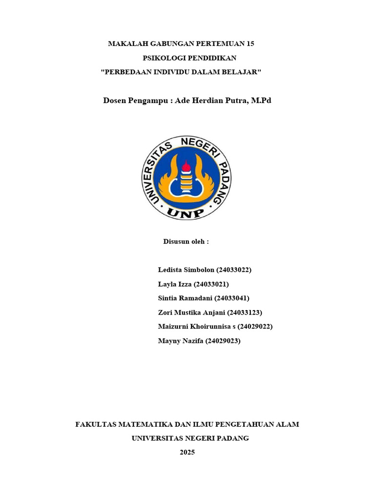Makalah Psikopen Kelompok 4 Perbedaan Individu Dalam Belajar | PDF