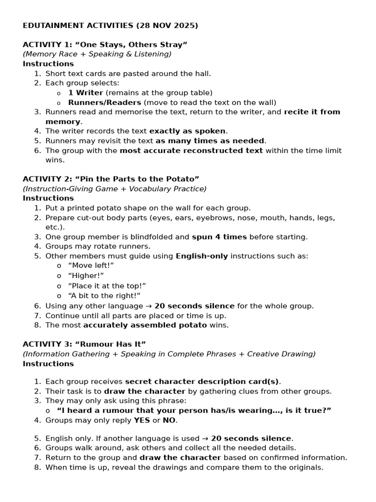 Engaging Edutainment Activities Guide | PDF