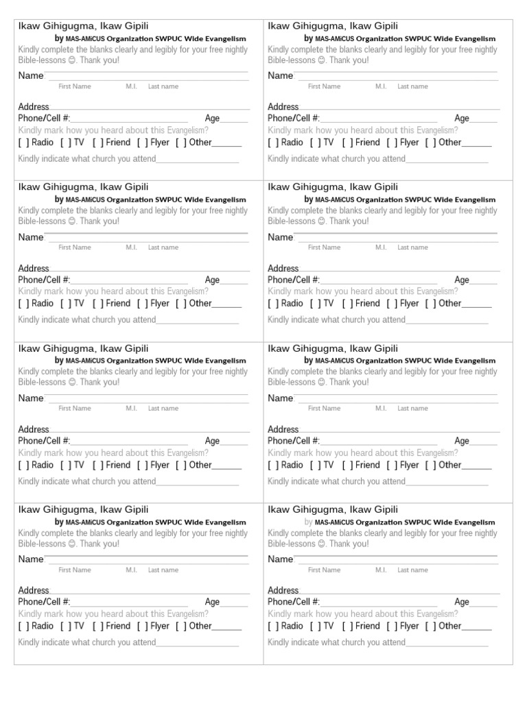 MAS Evangelism Registration Form | PDF