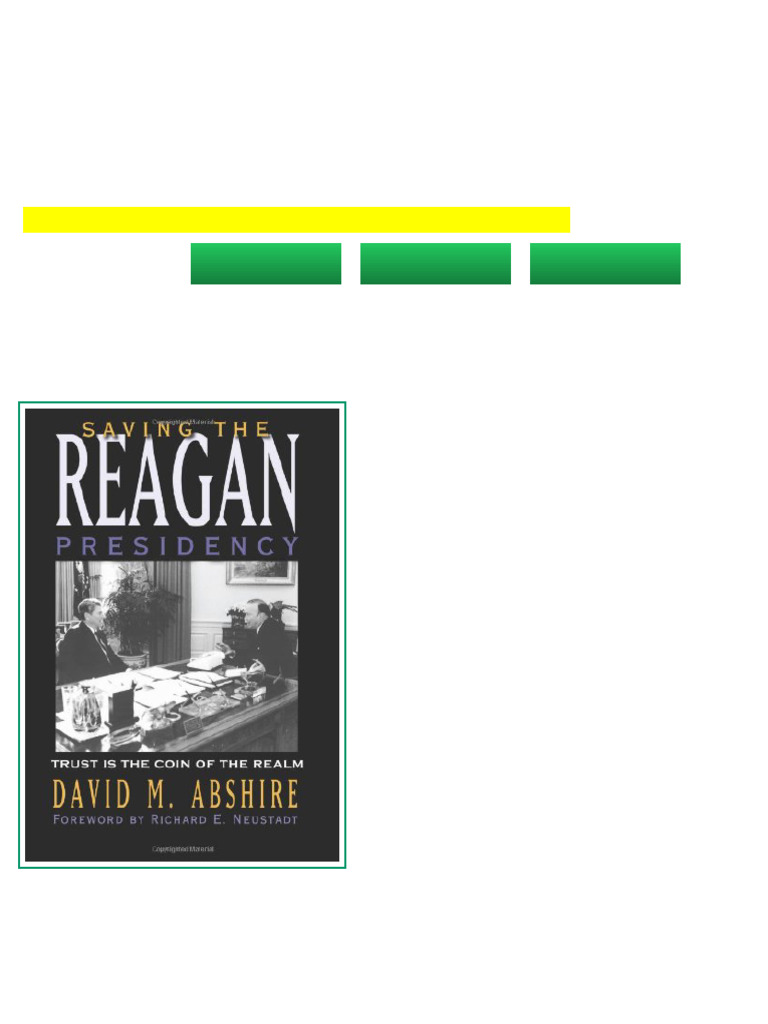 Saving The Reagan Presidency Trust Is The Coin of The Realm First ...