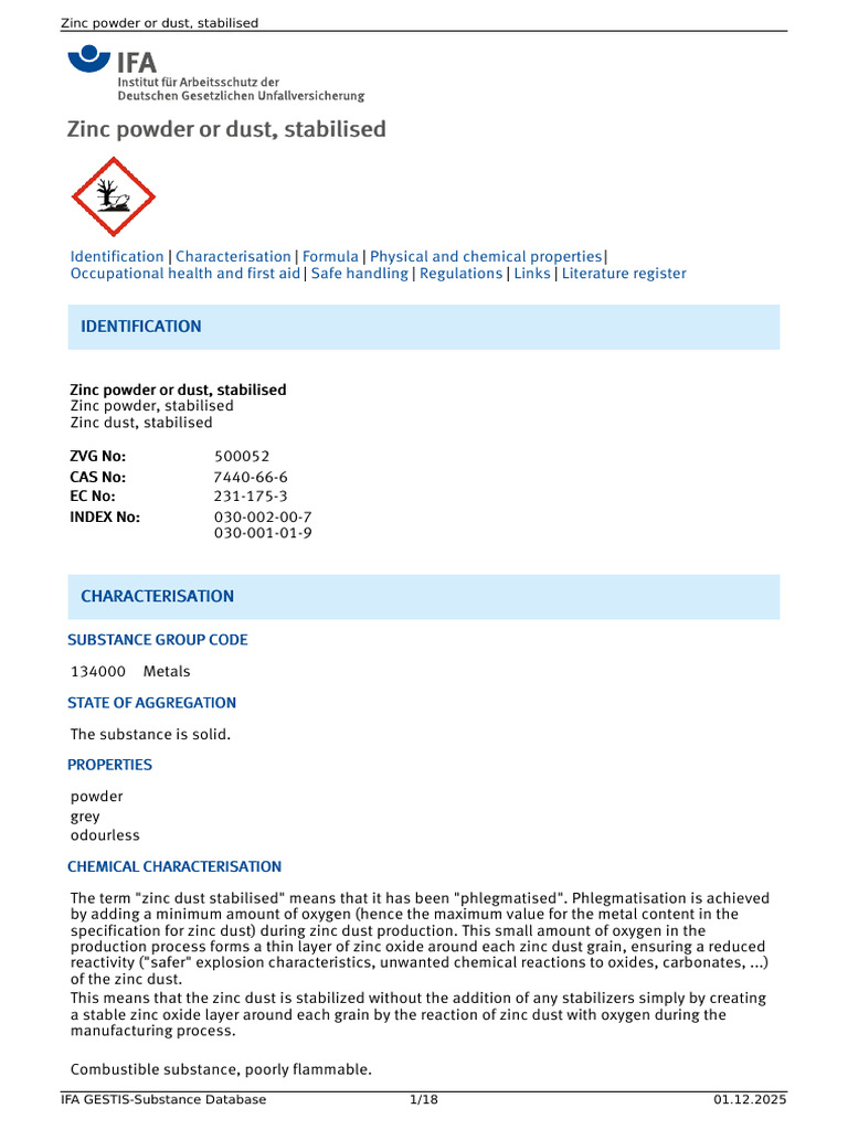 SubstanceDatasheet-500052 | PDF | Chlorine | Zinc