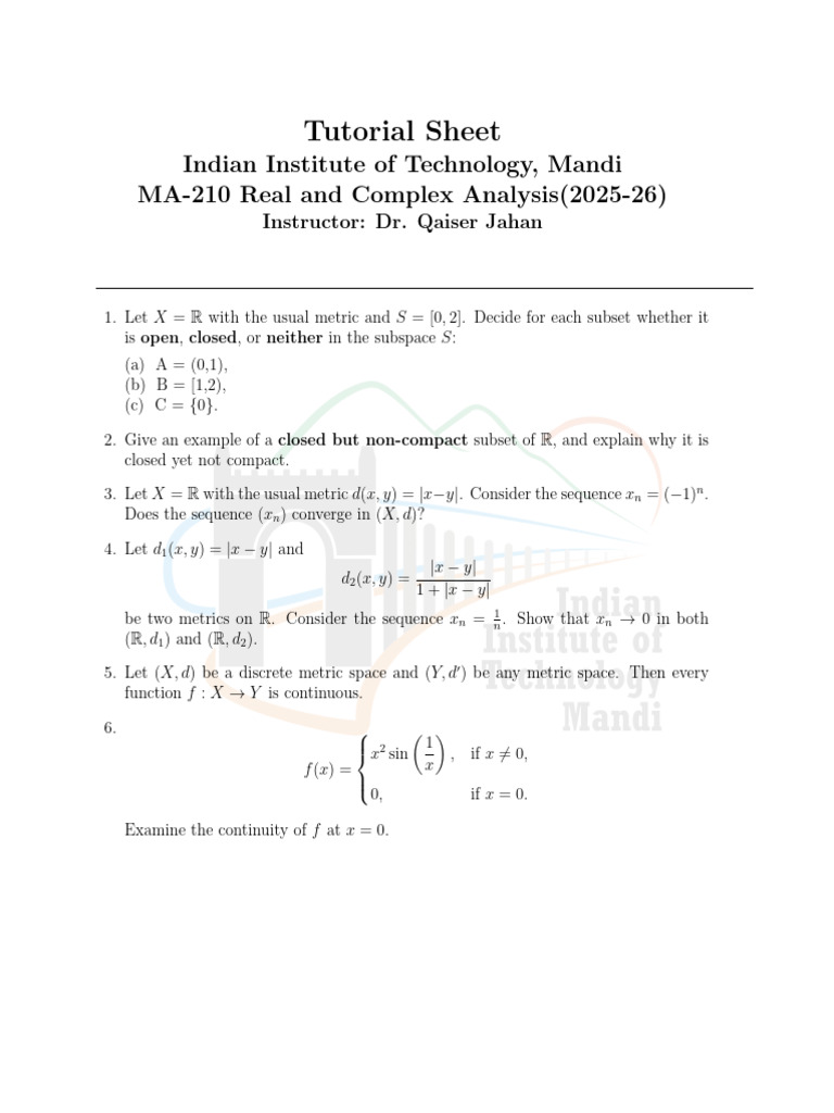 Real and Complex Analysis Tutorial Guide | PDF