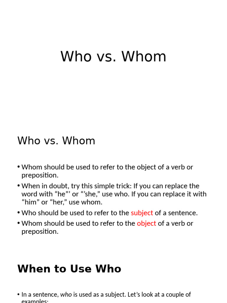Who vs. Whom: Usage Guide | PDF