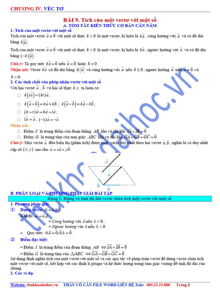 Bai 9. Tich Cua Vecto Voi Mot So | PDF