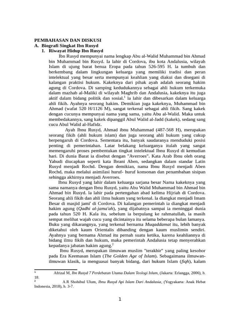 Biografi dan Pemikiran Ibn Rusyd | PDF