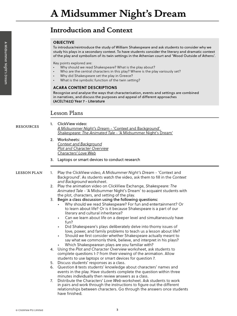 A Midsummer Night's Dream Study Guide | PDF | A Midsummer Night's Dream