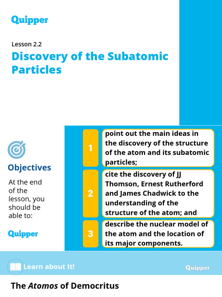 Physical Science SHS 2.2 Discovery of The Subatomic Particles - 111753 ...