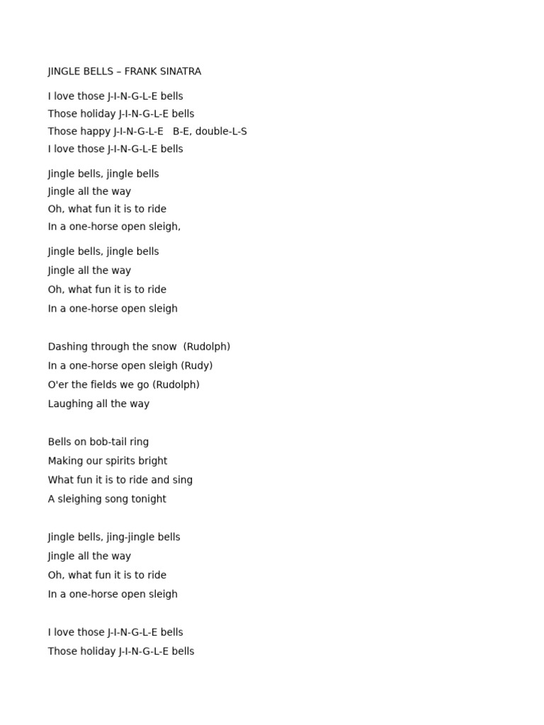 Jingle Bells Lyrics by Frank Sinatra | PDF