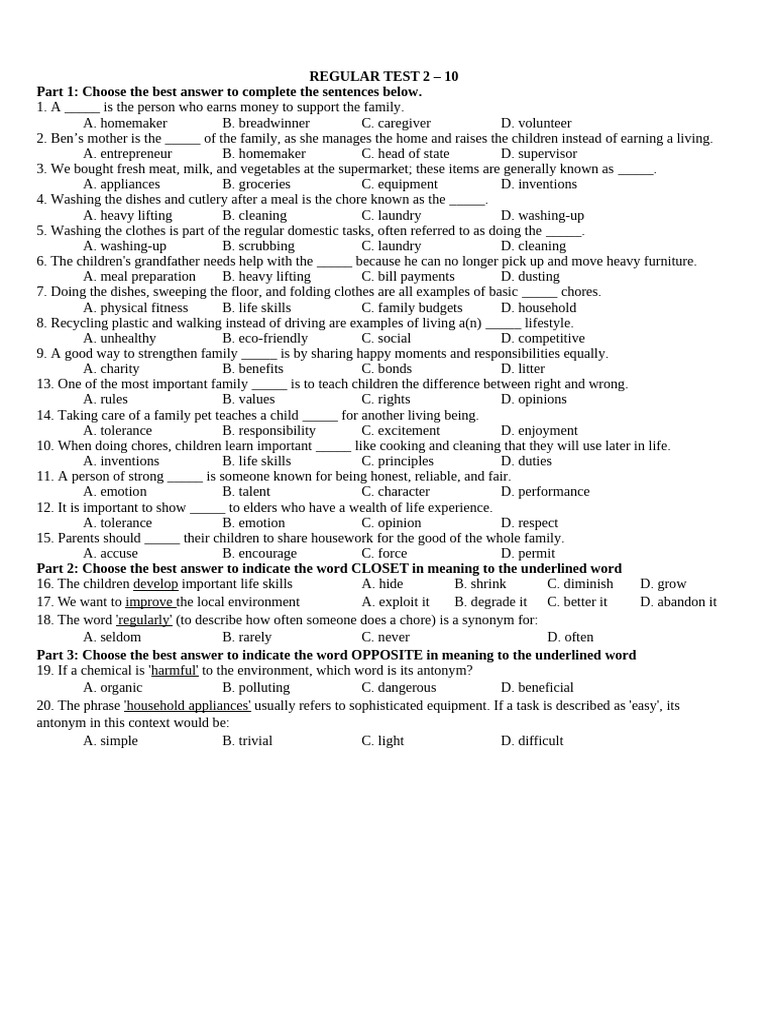 25-26-K10-REG TEST 2 | PDF | Natural Environment | Economy And The ...