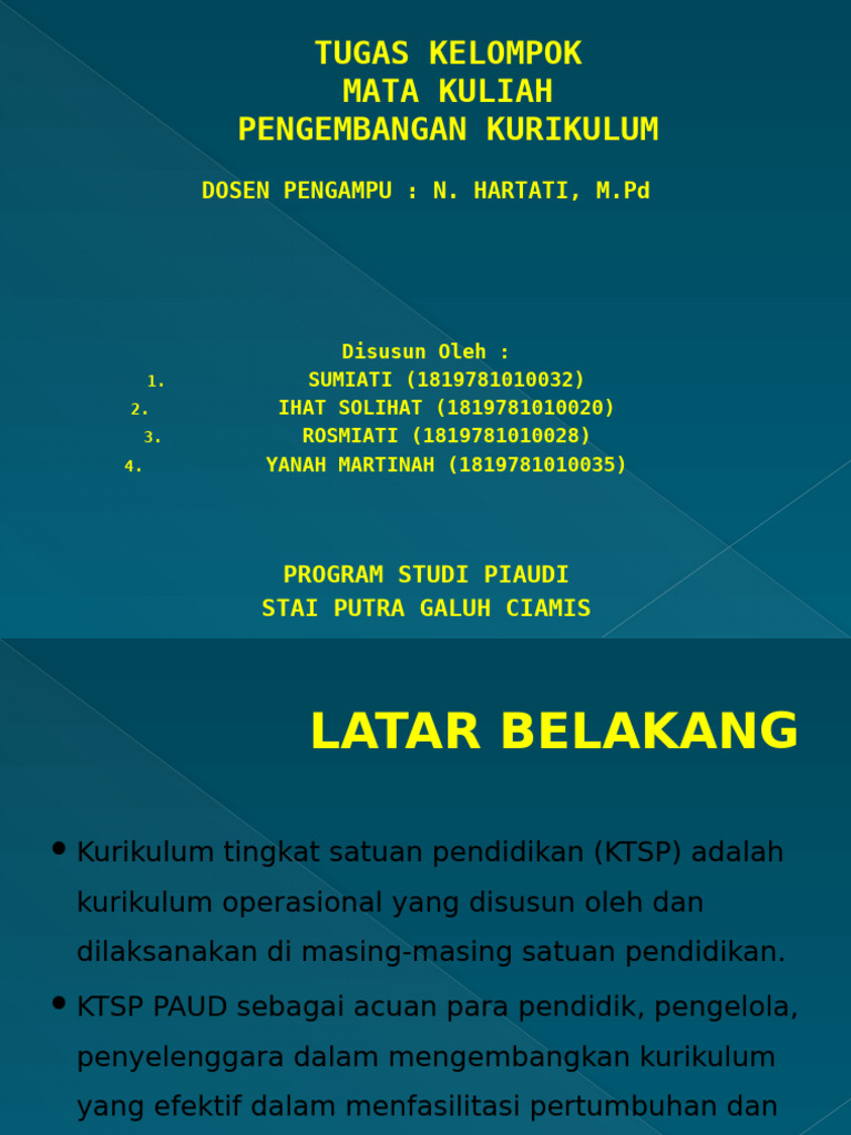 Panduan Penyusunan KTSP PAUD Efektif | PDF