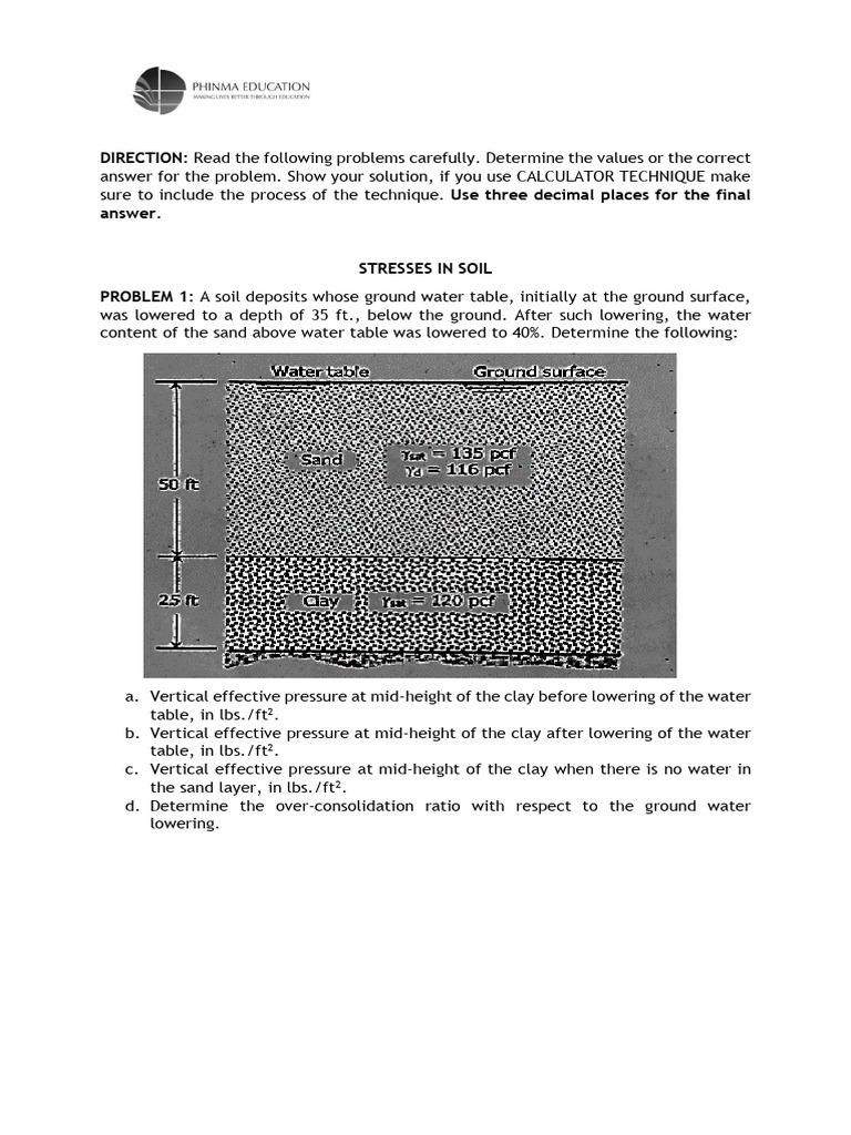 p3-Quiz No.1-Stresses in Soil | PDF | Clay | Civil Engineering