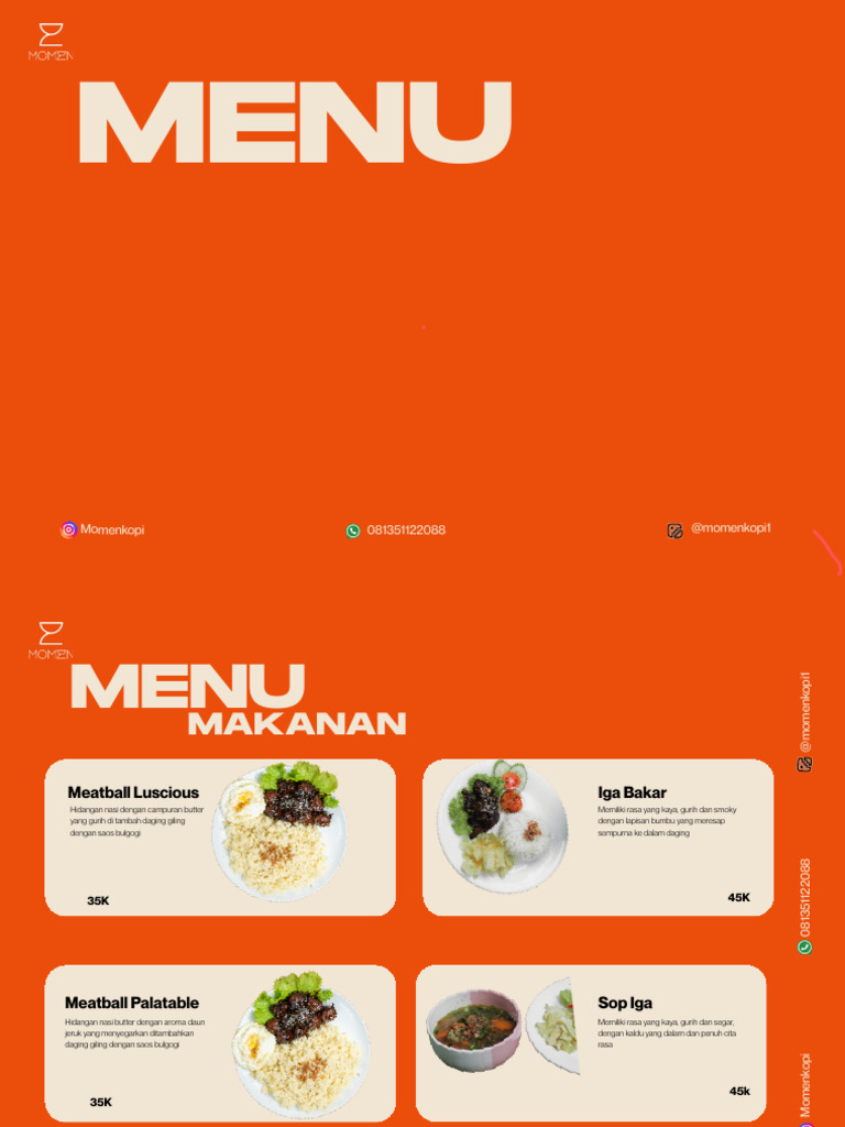Menu Variasi Makanan dan Minuman Momenkopi | PDF