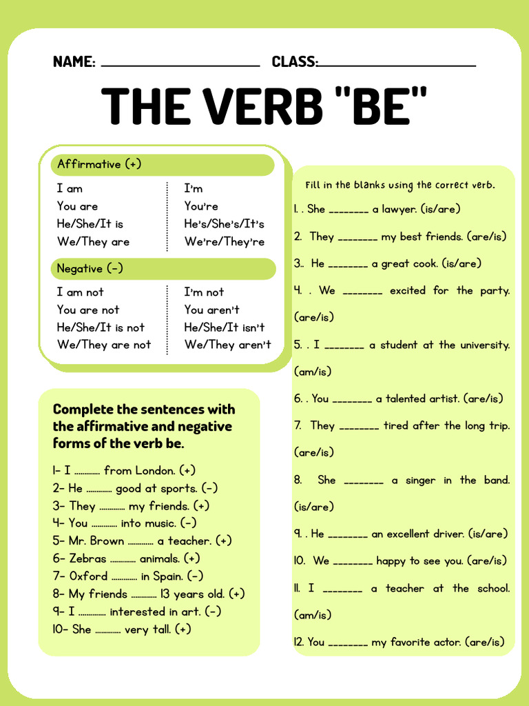 Mastering the Verb "Be" in English | PDF