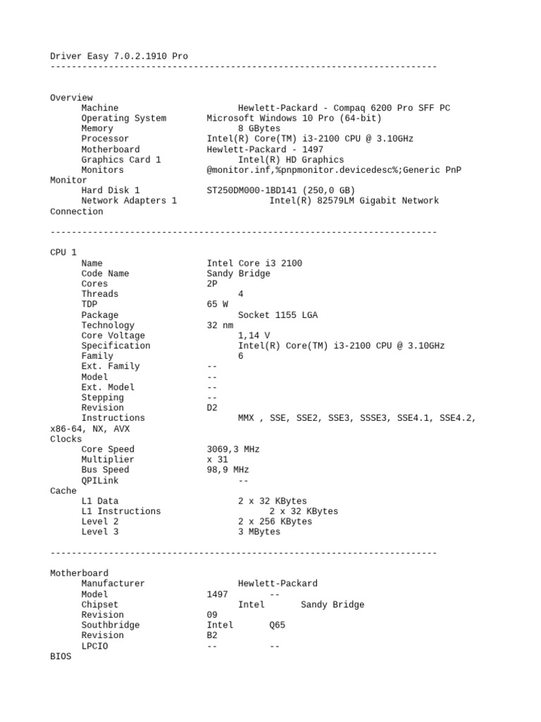 HP Compaq 6200 Pro Specs Overview | PDF | Integrated Circuit | Computing