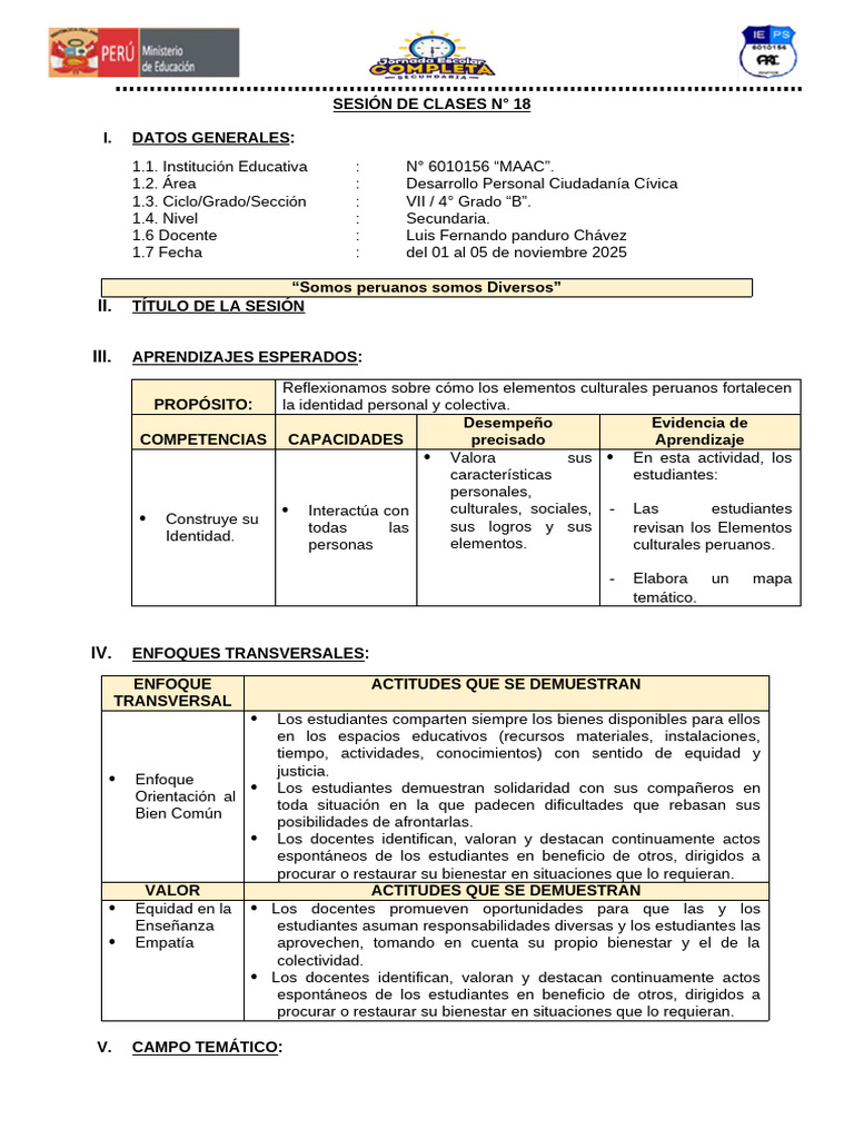 Sesión #19 de Cuarto - DPCC | PDF | Perú | Enseñando