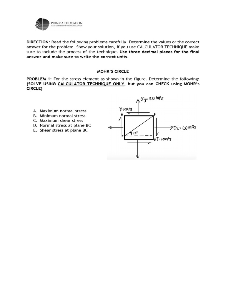 p3 Quiz No.3 Mohrs Circle | PDF | Materials Science | Classical Mechanics